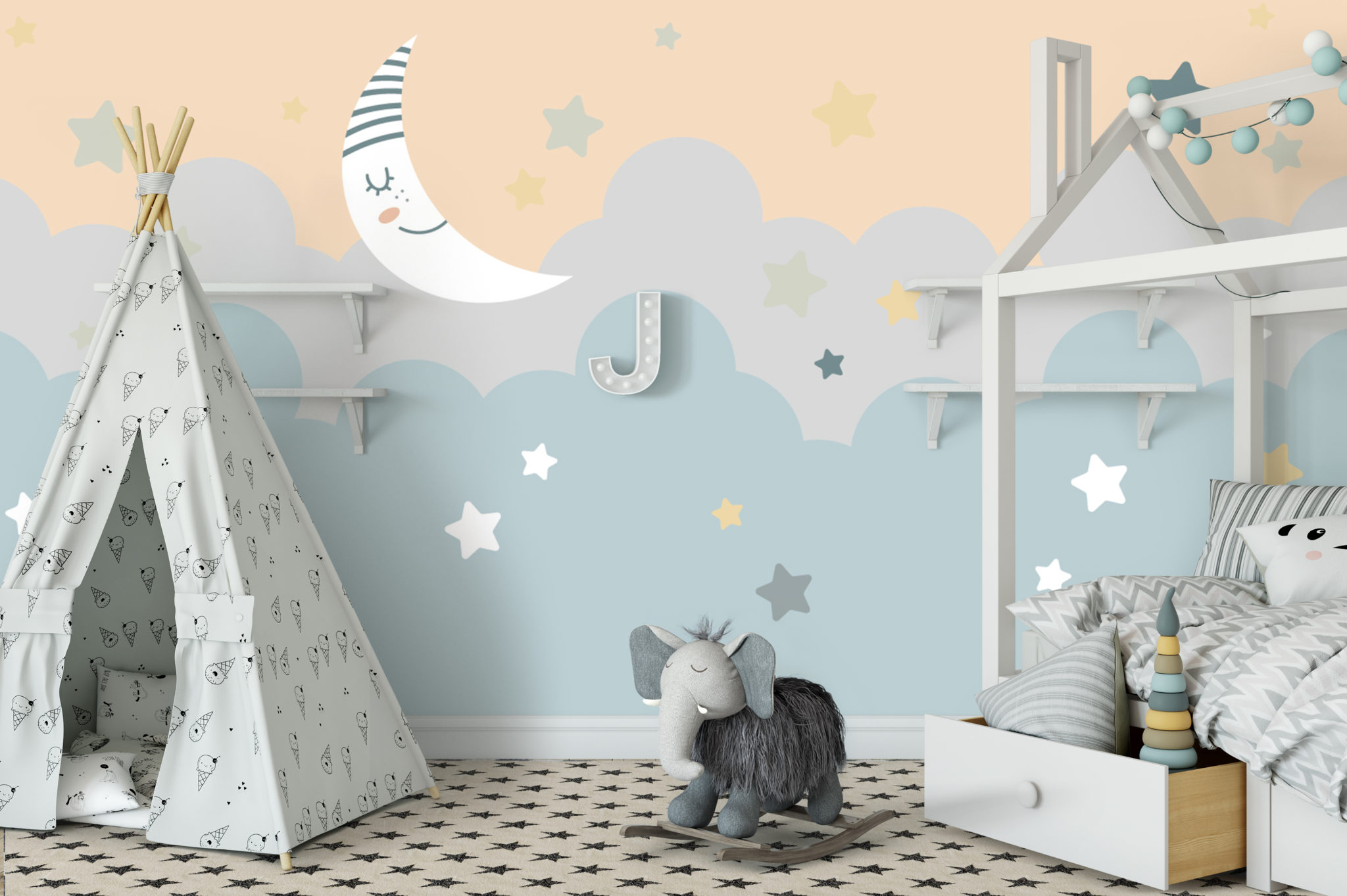 Wall Mural | Sleepy Moon - Grafix Wall Art