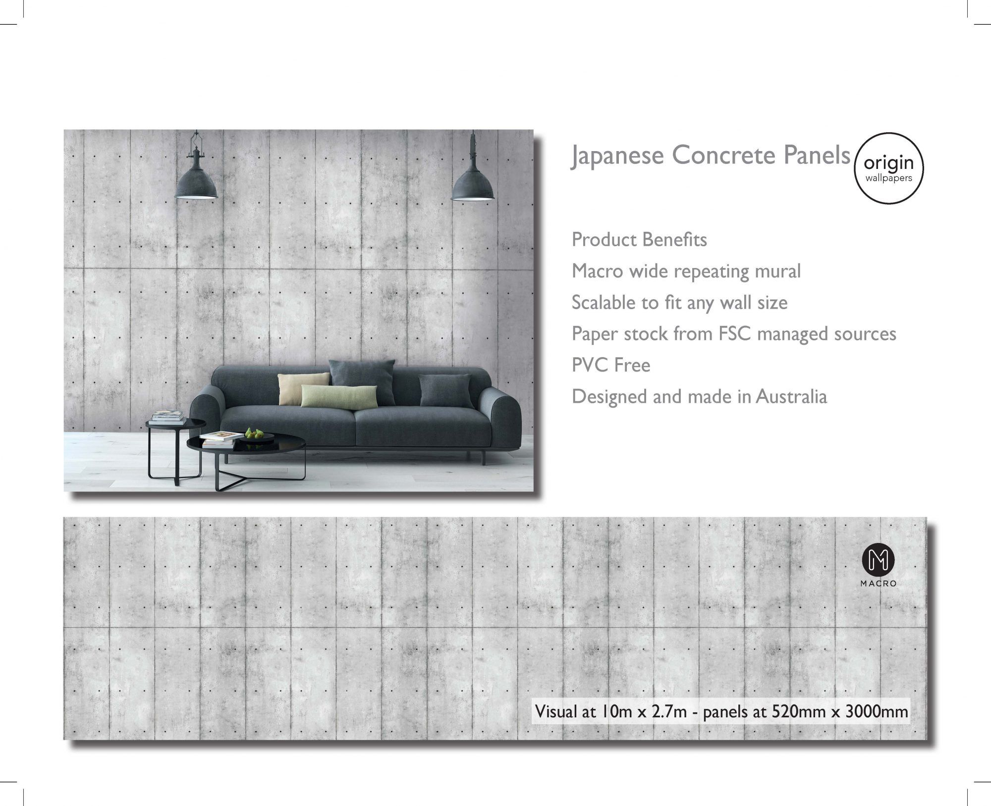 Wall Mural | Japanese Concrete Panels - Grafix Wall Art