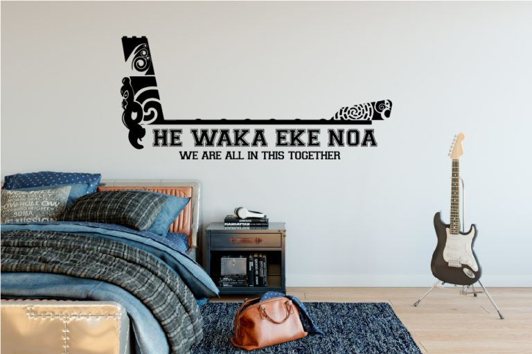 Wall Decal | NZ Art - He waka eke noa - Grafix Wall Art - New Zealand Made