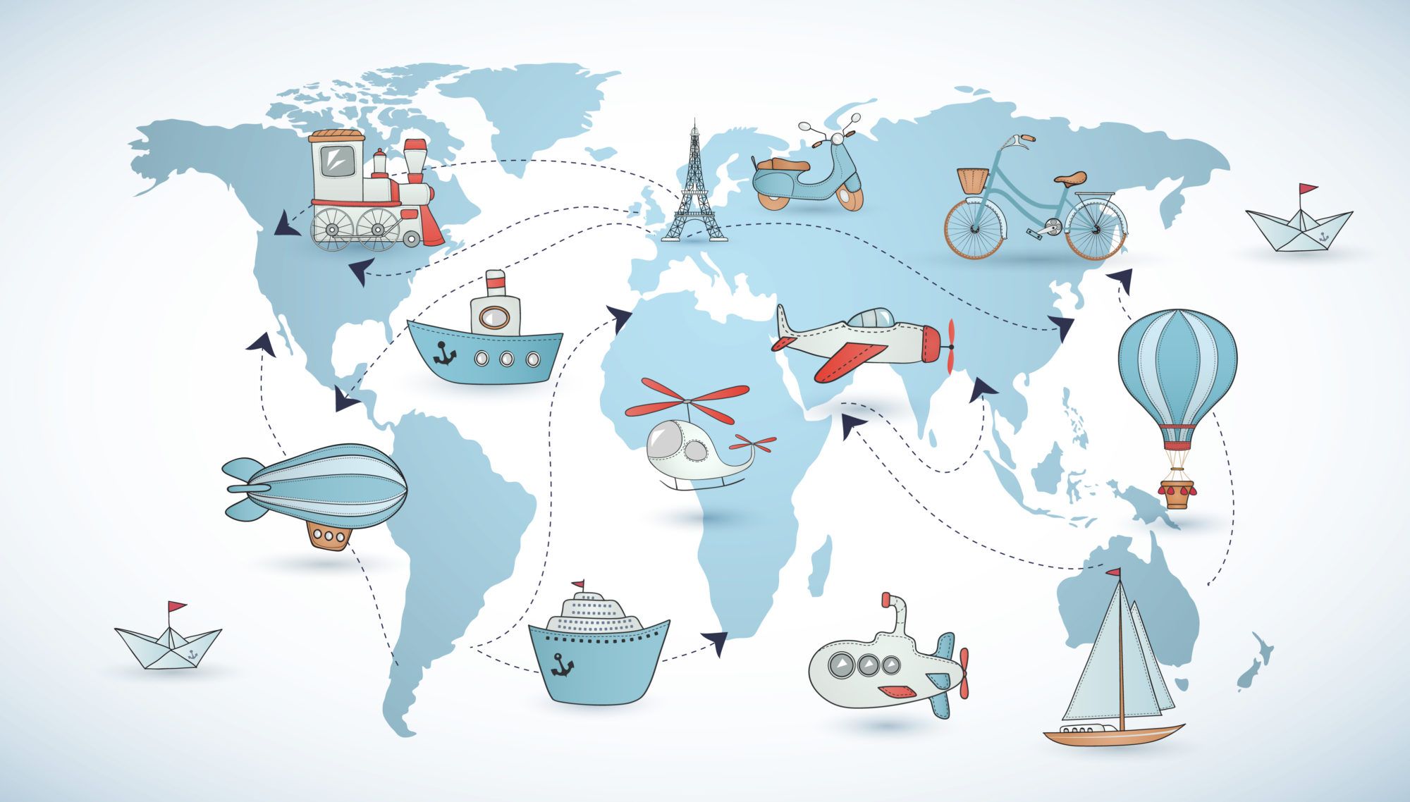 Wall Mural | World Travels Map - Grafix Wall Art