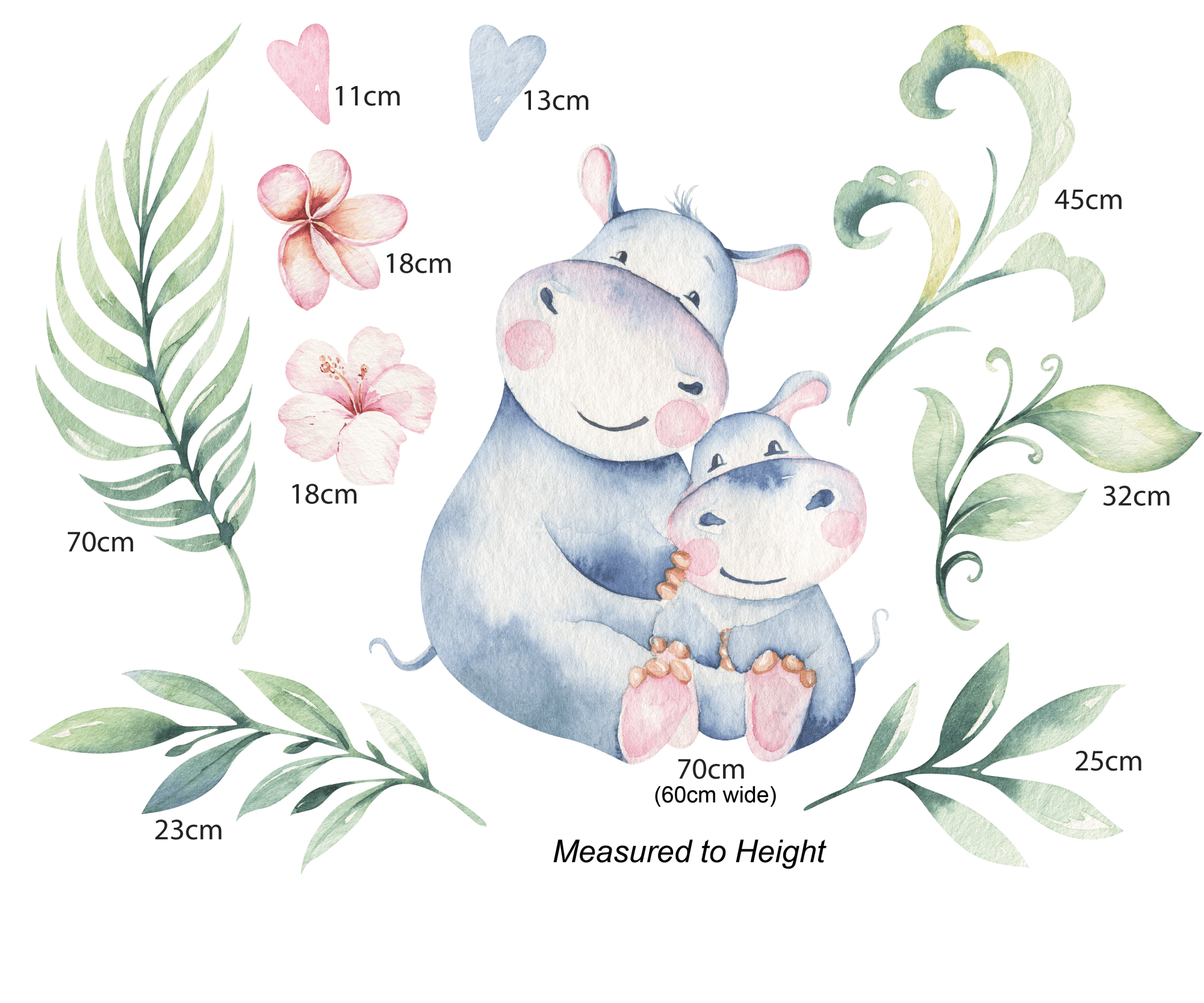 Printed Wall Decals | Hippo Family - Grafix Wall Art