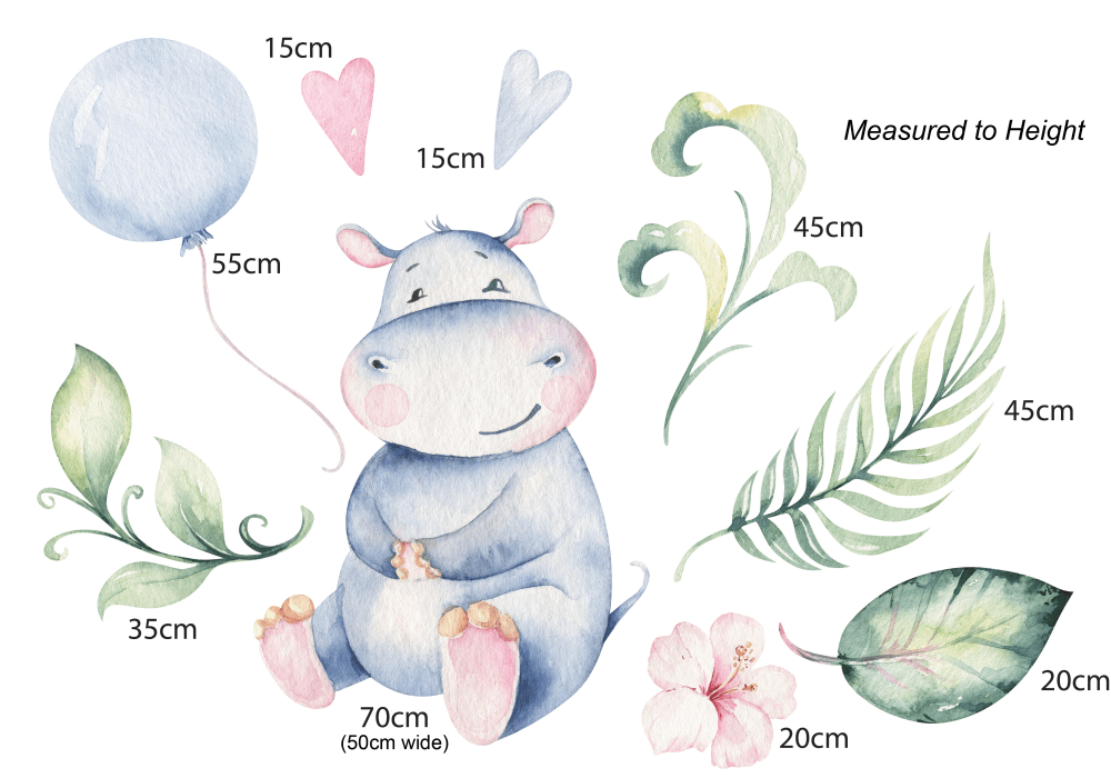 Printed Wall Decals | Hippo Family - Grafix Wall Art