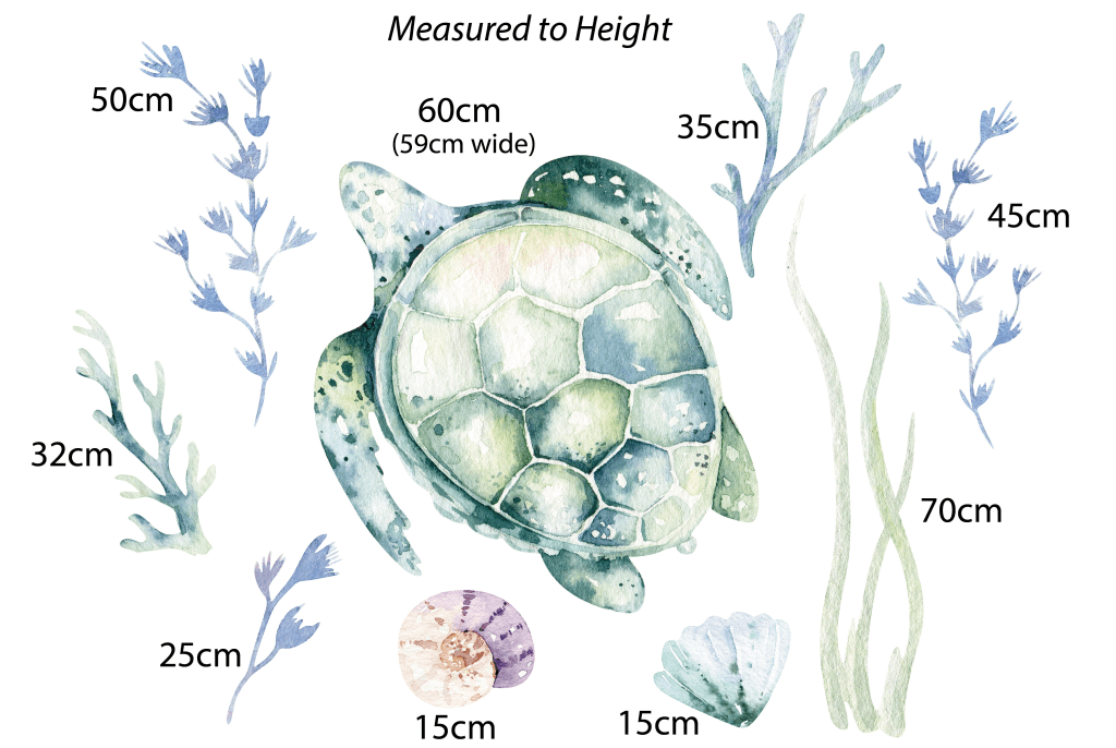 Wall Decal for Kids | Watercolour Turtle | Peel & Stick Wall Art
