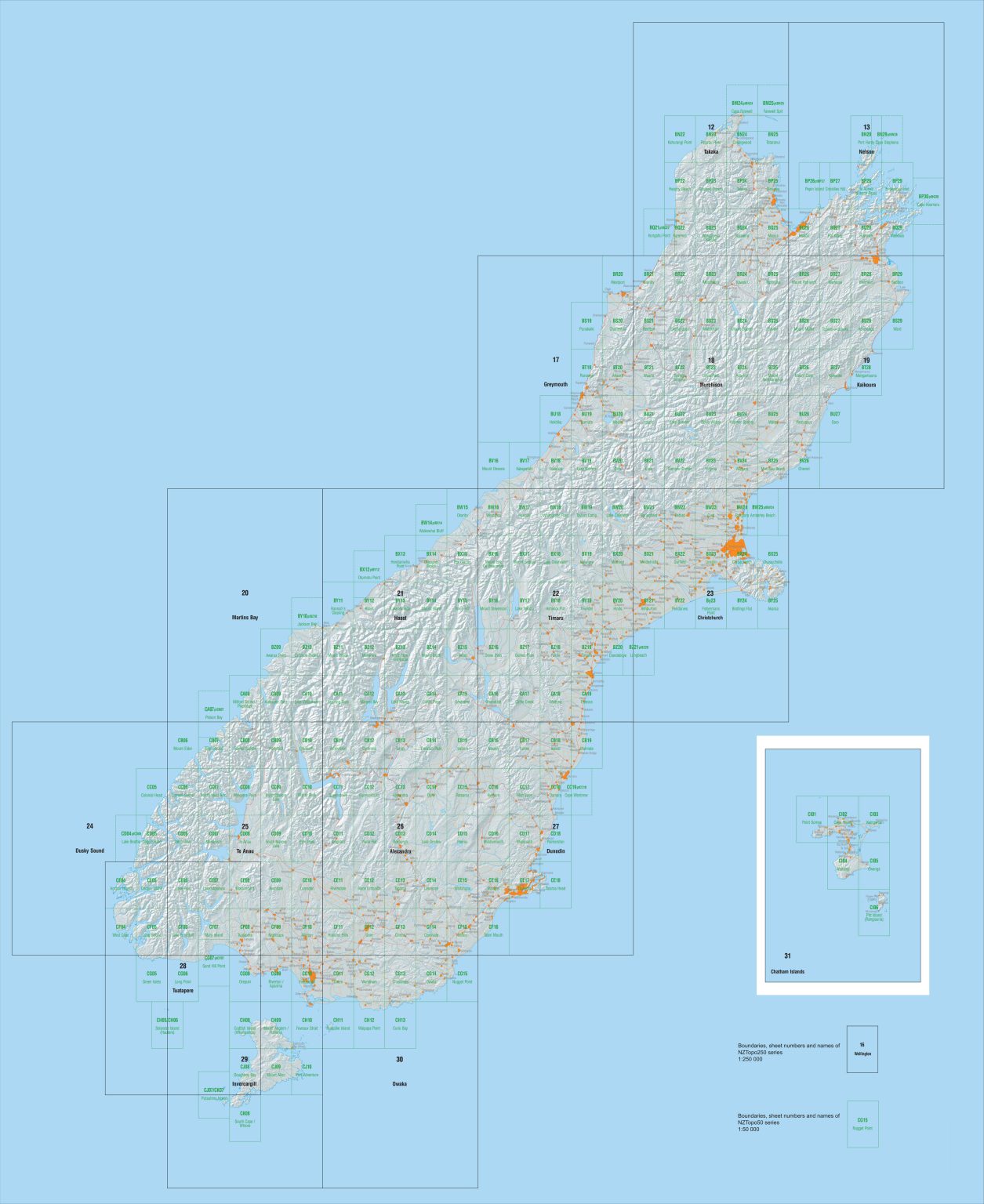 New Zealand Topographic Maps - Grafix Wall Art